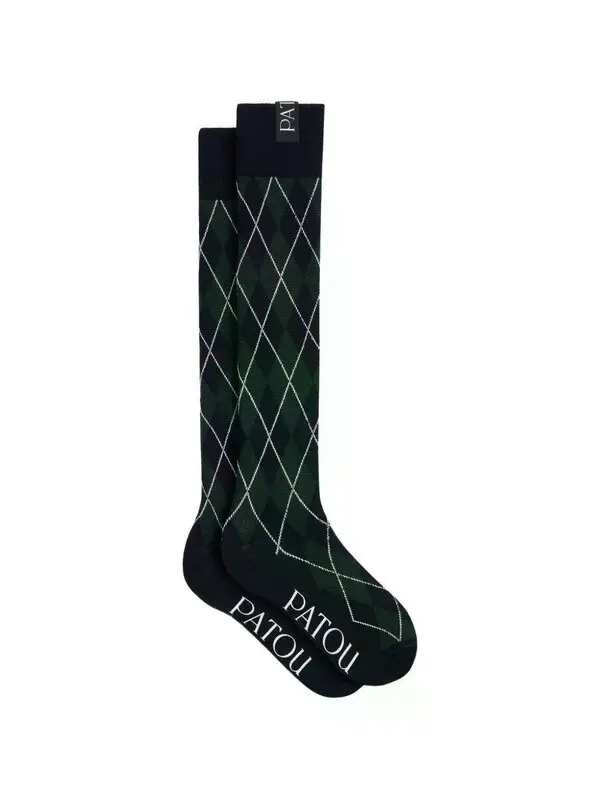 PATOU Argyle-knit Knee-high Socks - Blue