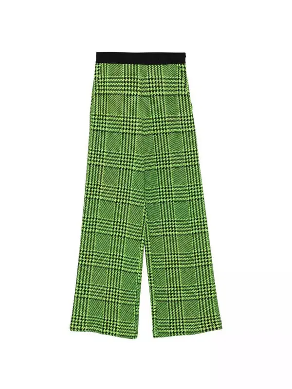 Liviana Conti Prince Of Wales Check Wide Leg Trousers - Green