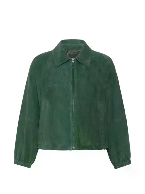 Max Mara Wkdzuppa Suede Zip-up Jacket - Green