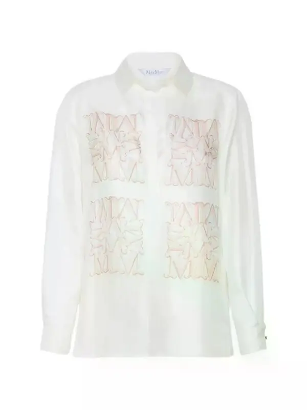 Max Mara Logo-embroidered Silk Shirt