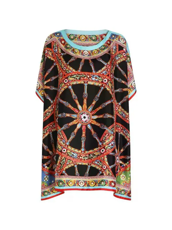 Dolce & Gabbana Carretto-print Twill Kaftan Dress