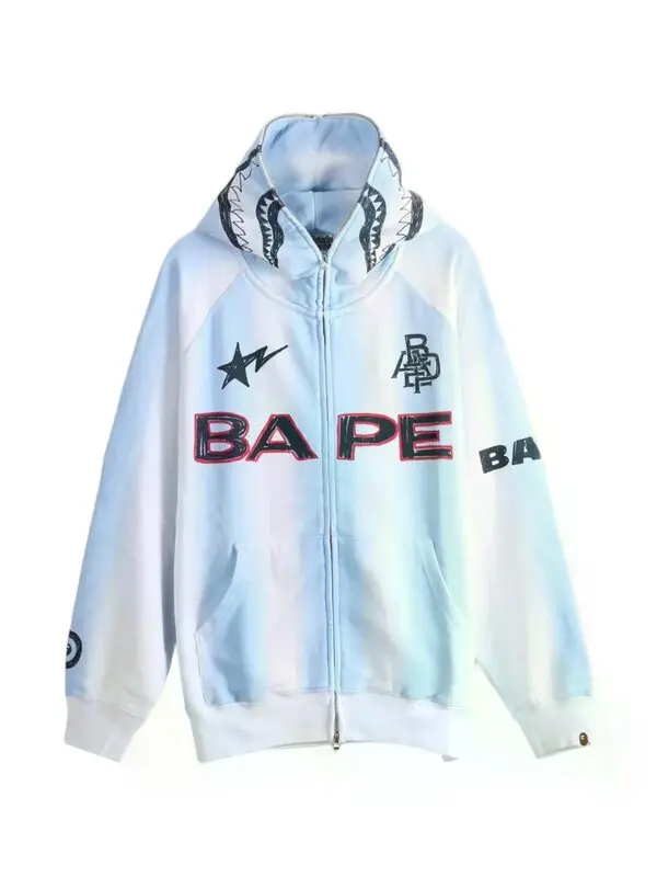 A BATHING APE Shark Logo-print Hoodie - Blue