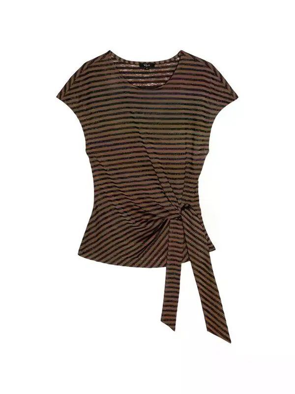 Rails Striped Tie-waist Top - Black