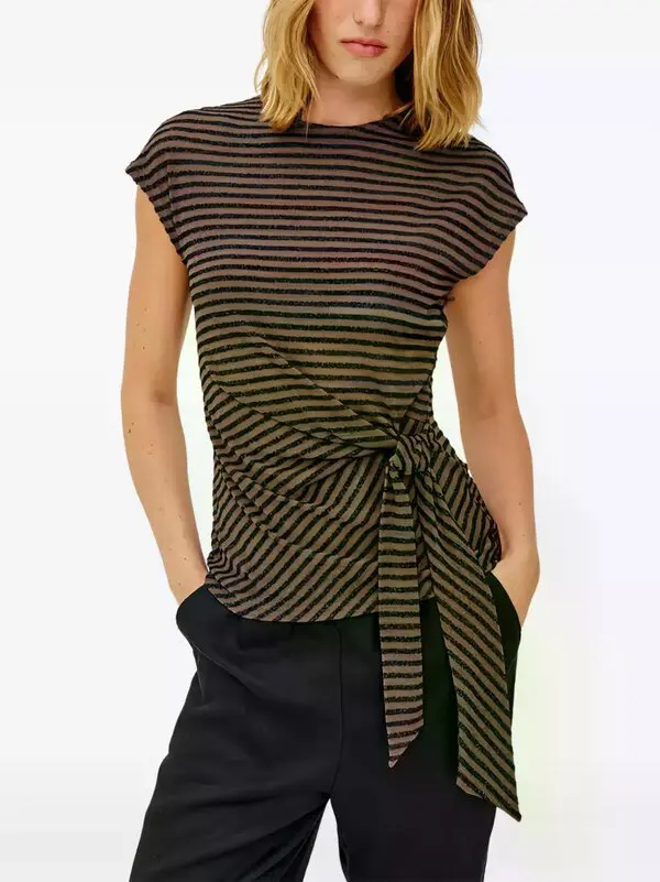 Rails Striped Tie-waist Top - Black