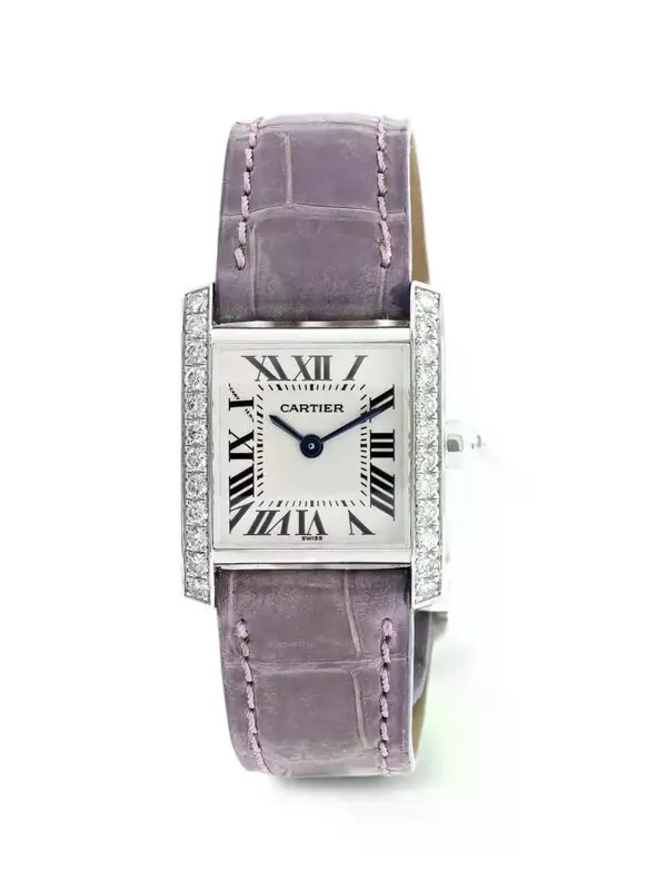 Cartier Tank Française 25mm 18k Gold Diamond Bezel Watch - White