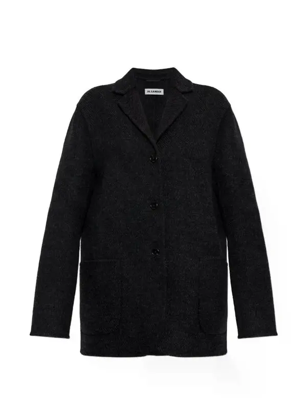 JIL SANDER Herringbone Wool Blazer - Black