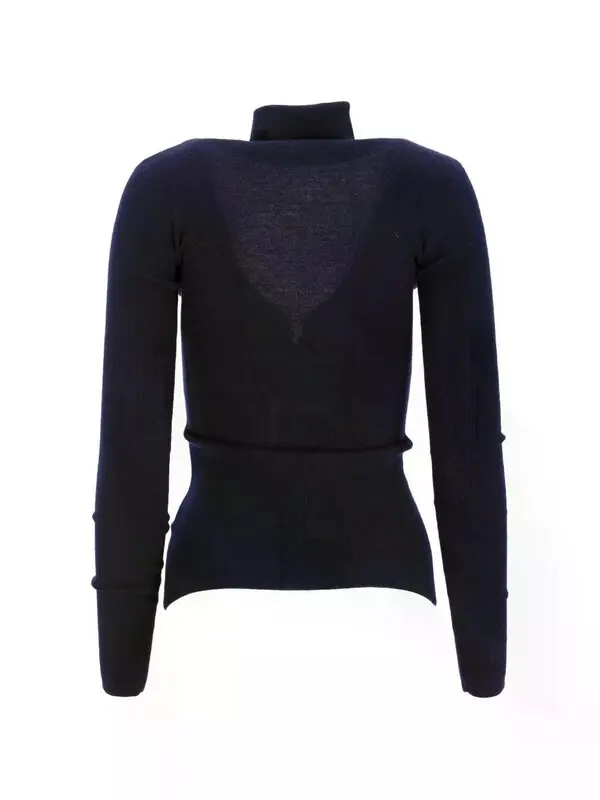 DION LEE Cutout Turtleneck Wool Sweater