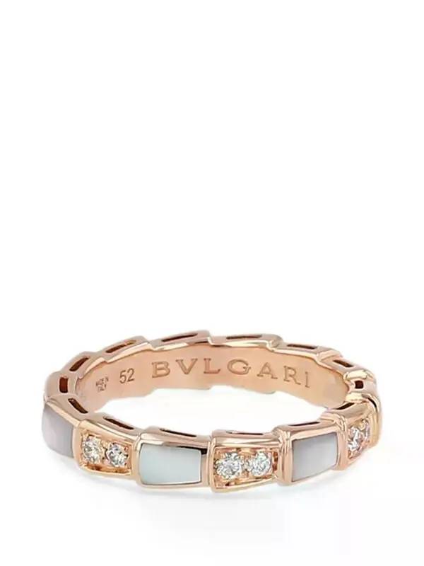 BVLGARI 2020 Serpenti Viper Rose Gold Mother-of-pearl And Diamond Ring - Pink