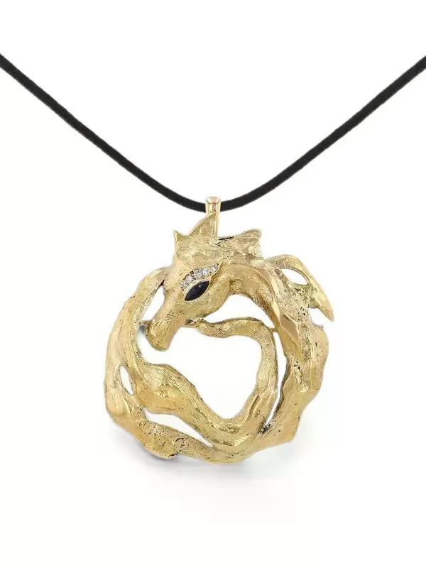 Cartier 1970s Diamond And Onyx Dragon Pendant - Gold