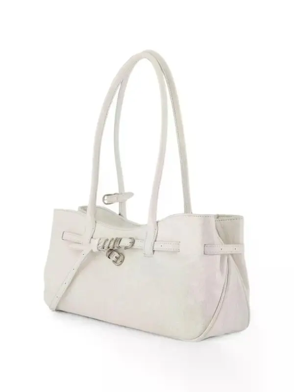 MARGESHERWOOD Grandma Used Cracked Leather Shoulder Bag - White