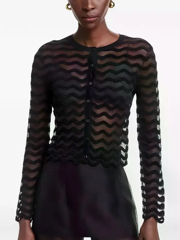 Simkhai Maxime Wavy-knit Cardigan - Black