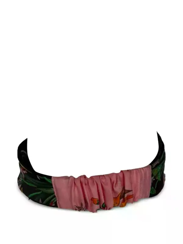 Gucci Floral Print Silk Headband - Black