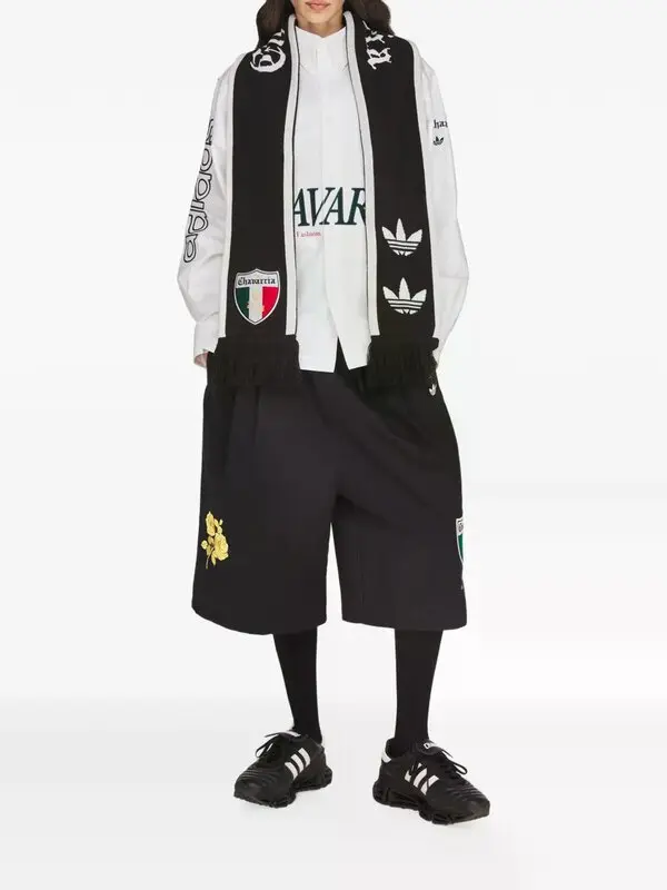 WILLY CHAVARRIA X Adidas Color-block Fringed Scarf - Black