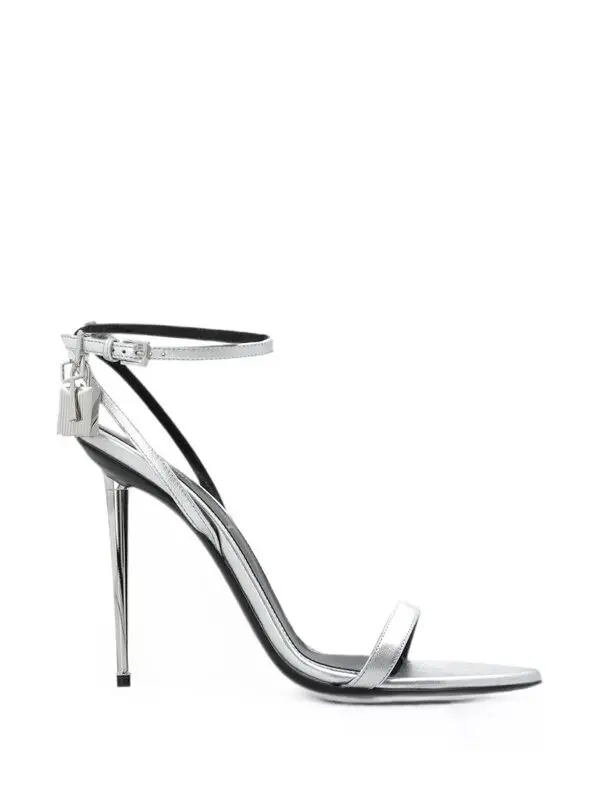TOM FORD Padlock-embellished Metallic-effect Sandals - Silver