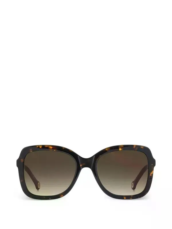 Carolina Herrera Square Frame Tortoiseshell Effect Sunglasses - Brown