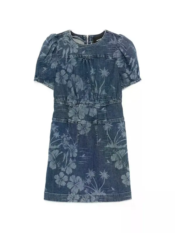 MARCO BOLOGNA Floral-print Puff-sleeve Mini Dress - Blue