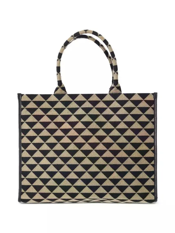 Prada Symbole Embroidered Tote Bag - Neutrals
