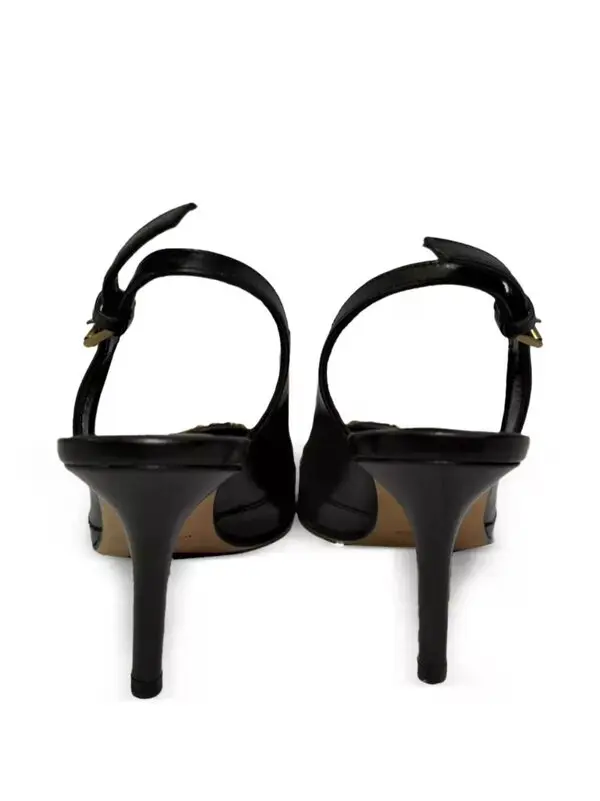Dior Leather Pointed Toe Slingback Pumps With Cd Metal Logo - Black