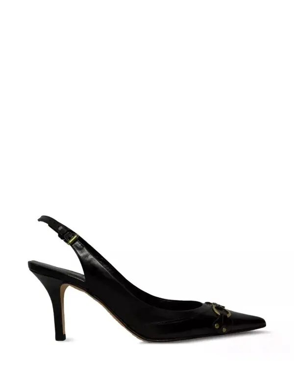 Dior Leather Pointed Toe Slingback Pumps With Cd Metal Logo - Black