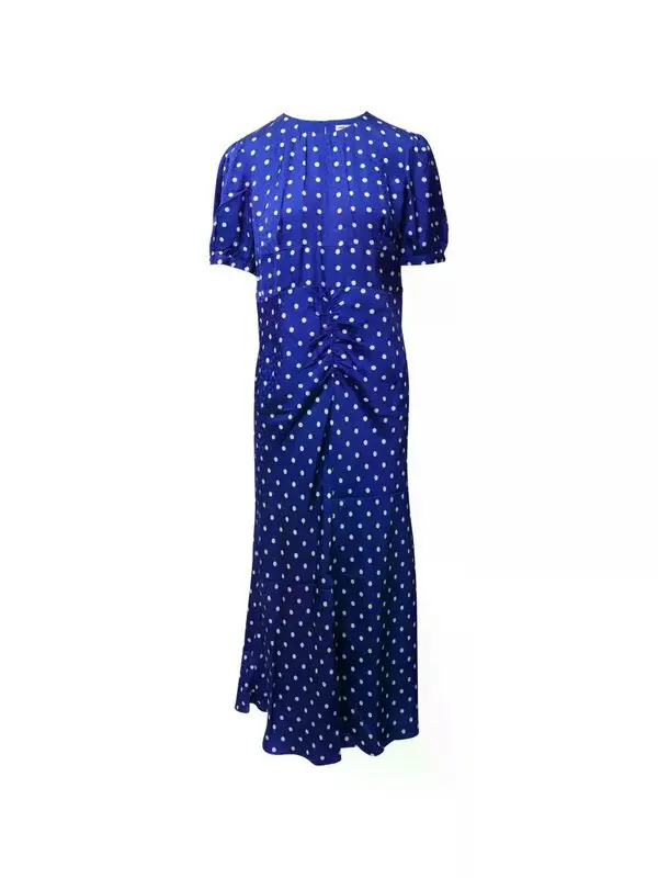 SELF-PORTRAIT Polka-dot Ruched Midi Dress