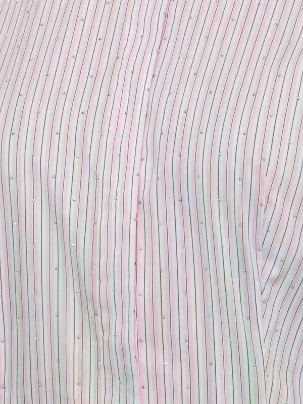 EMME Striped Crystal Embellished Band Collar Sleeveless Shirt