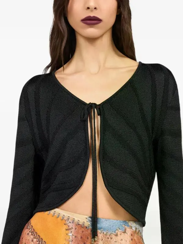 Roberto Cavalli Chevron-knit Tie-fastening Cardigan