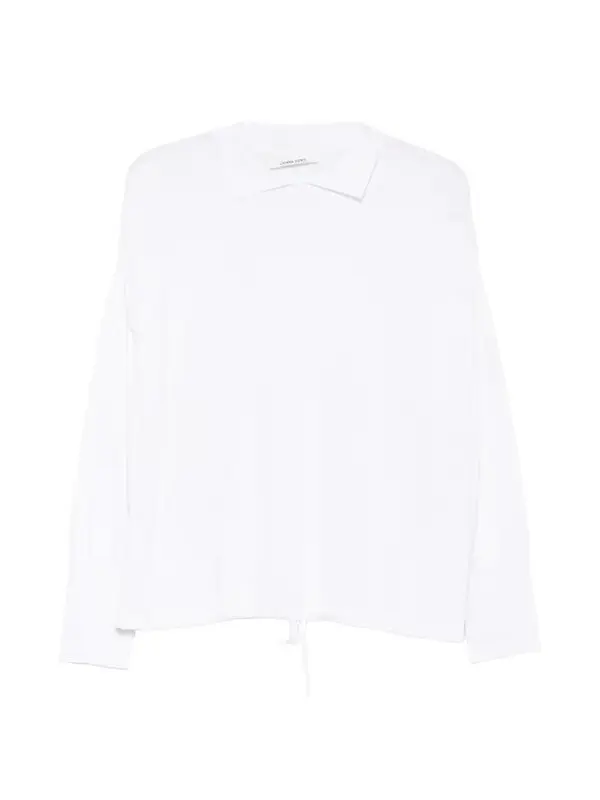 Liviana Conti Polo Collar Sweater With Drawstring Hem - White
