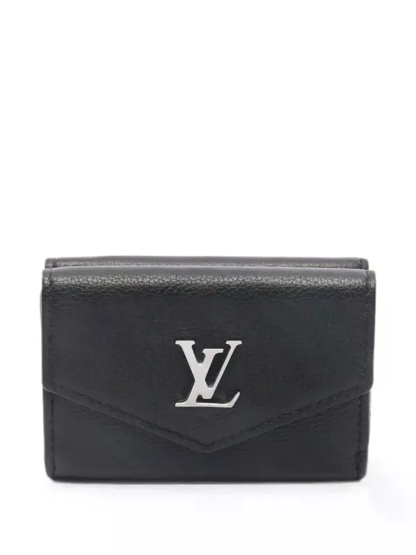 LOUIS VUITTON 2000s Lockmini Trifold Leather Wallet - Black
