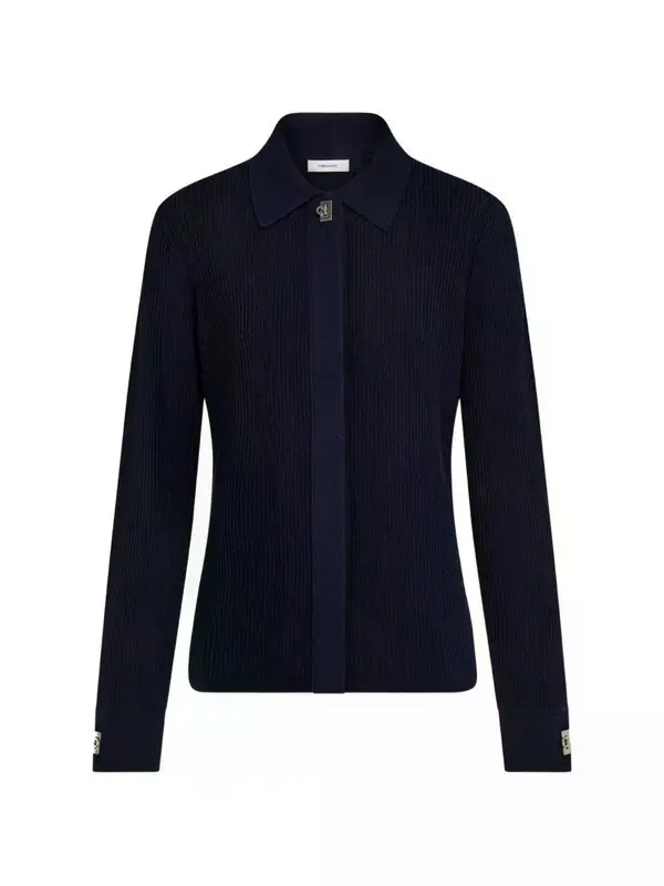FERRAGAMO Ribbed-knit Gancini Sweater - Blue