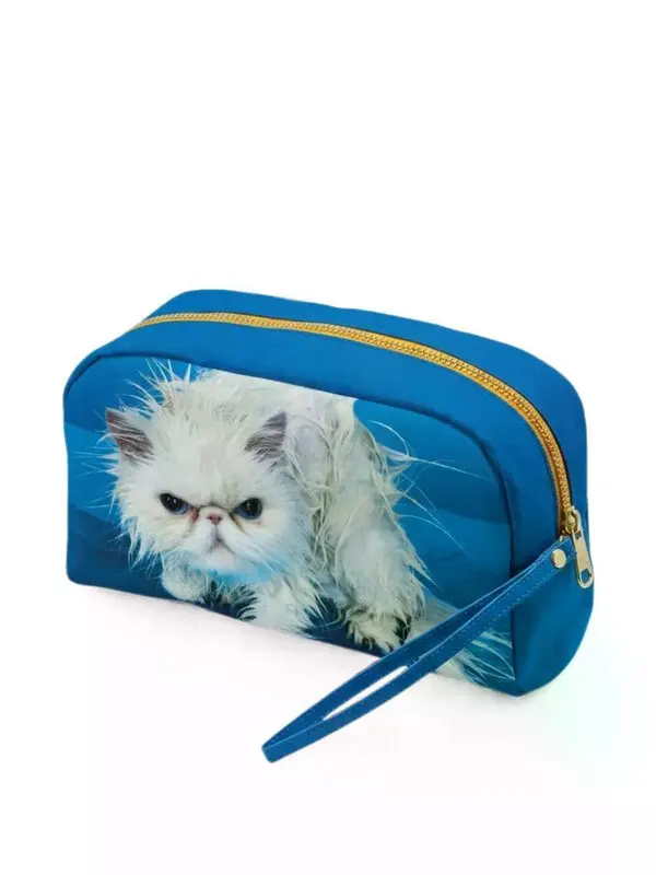 SELETTI Toiletpaper Angry Cat Wash Bag - Blue