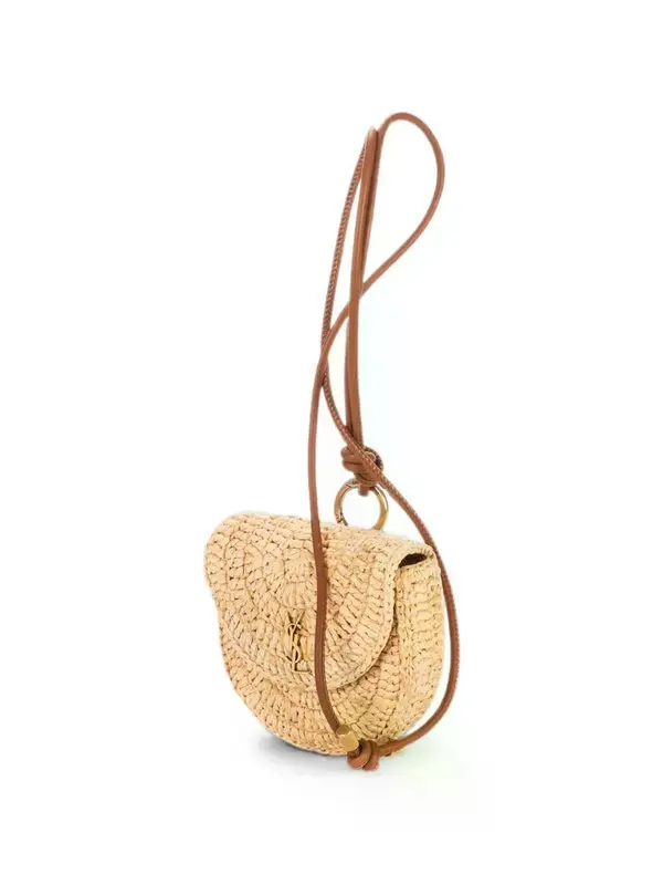 Saint Laurent Mini Round Raffia Crossbody Bag