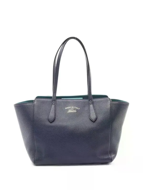 Gucci 2000s Swing Leather Tote Bag - Blue