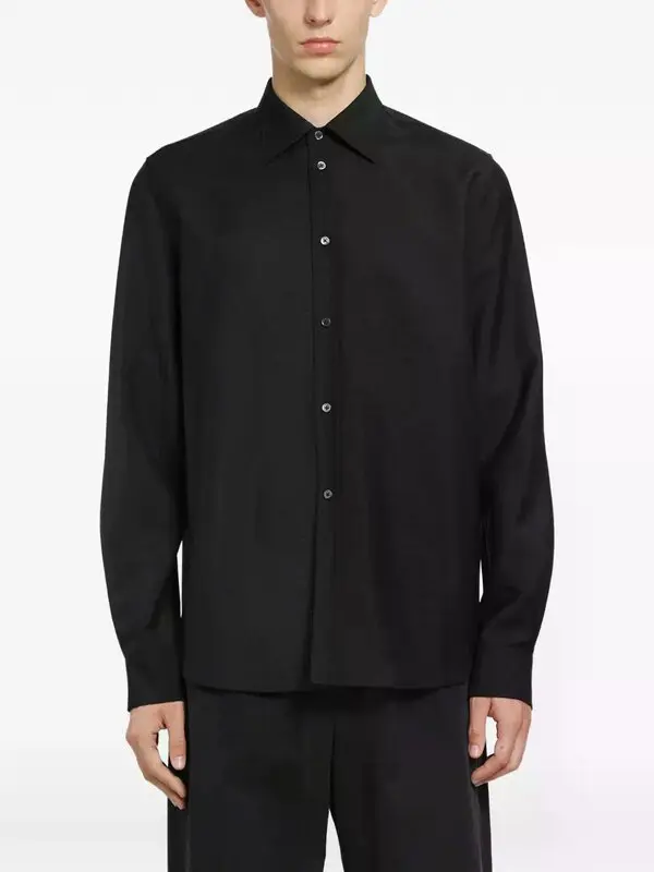 JIL SANDER Wool-mohair Canvas Shirt - Black