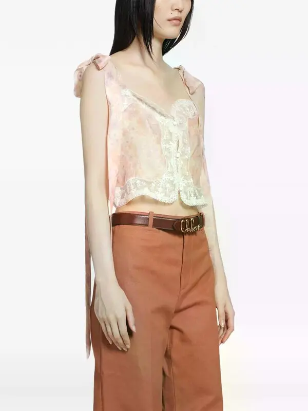 Chloé Floral-print Lace-trim Top