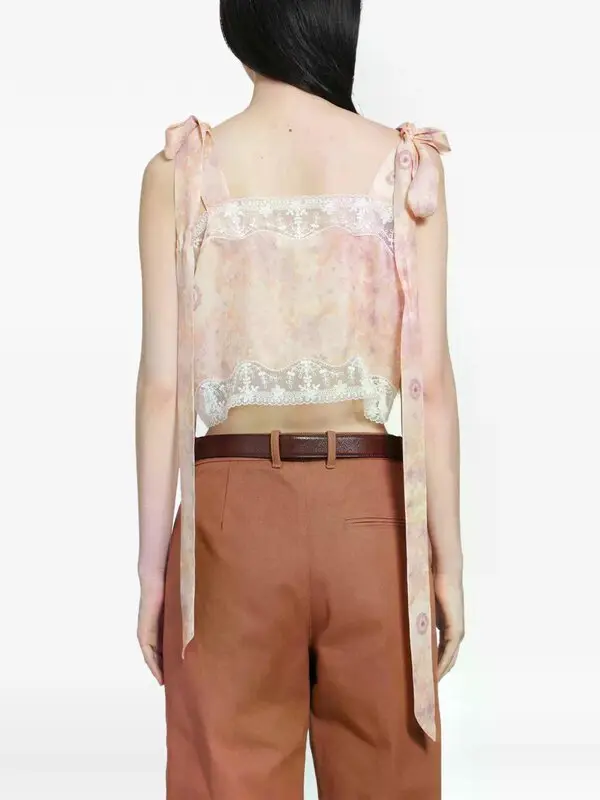 Chloé Floral-print Lace-trim Top