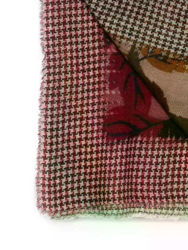 Faliero Sarti Foliage Houndstooth-border Scarf