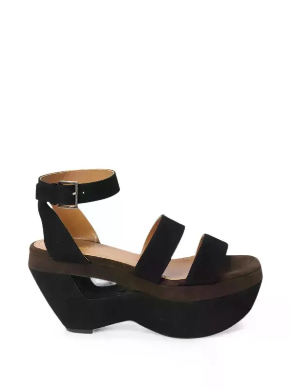 Alaïa Suede Platform Wedge Sandals - Black