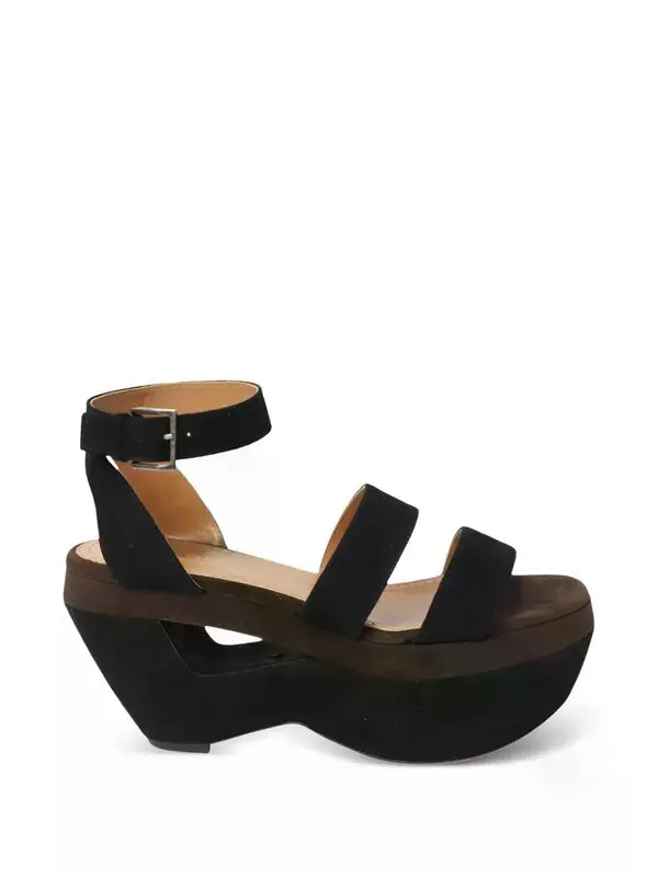 Alaïa Suede Platform Wedge Sandals - Black