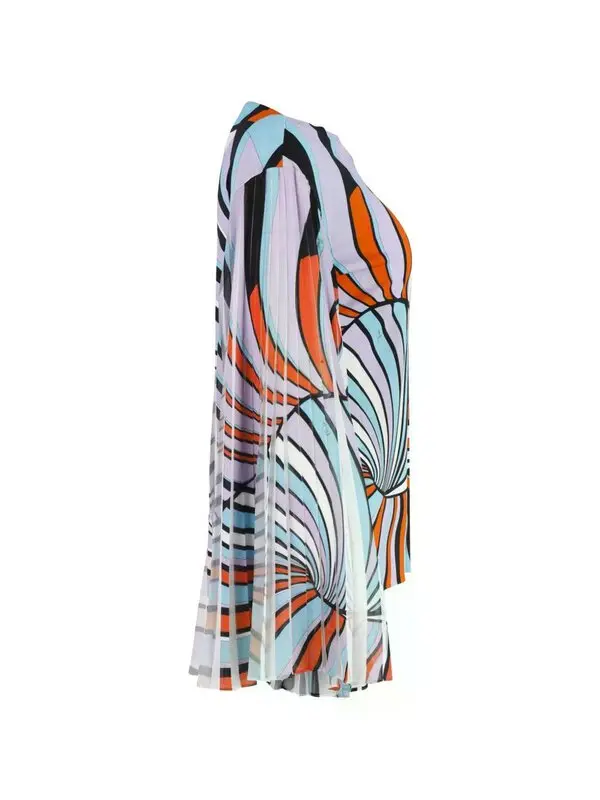 Emilio Pucci Abstract-print Pleated-sleeve Kaftan Top - White