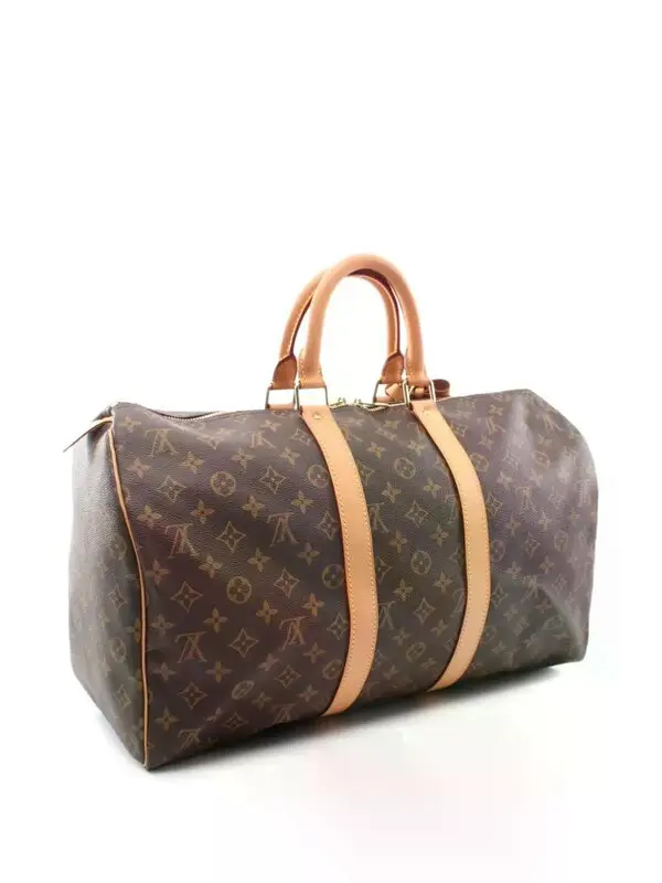 LOUIS VUITTON Monogram Keepall Boston Bag - Brown