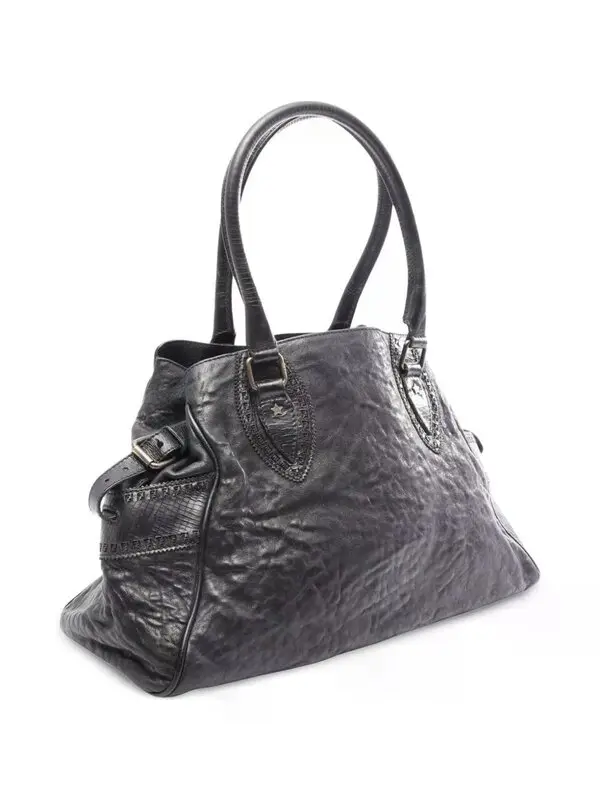Fendi Zucca Embossed Trim Handbag - Black