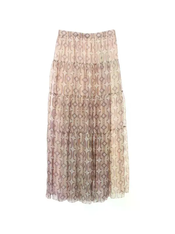 Celine 2010s Tiered Geometric-pattern Skirt