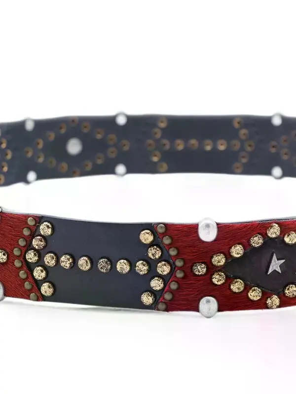 GOLDEN GOOSE Studded Pony-hair Belt