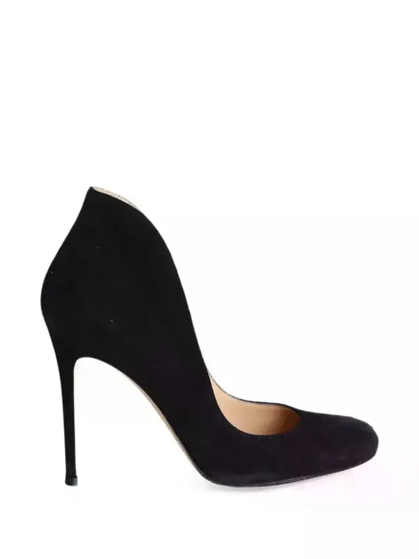 GIANVITO ROSSI Suede Flared Heel Pumps - Black