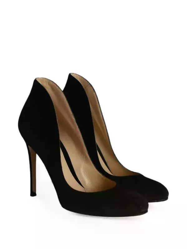 GIANVITO ROSSI Suede Flared Heel Pumps - Black