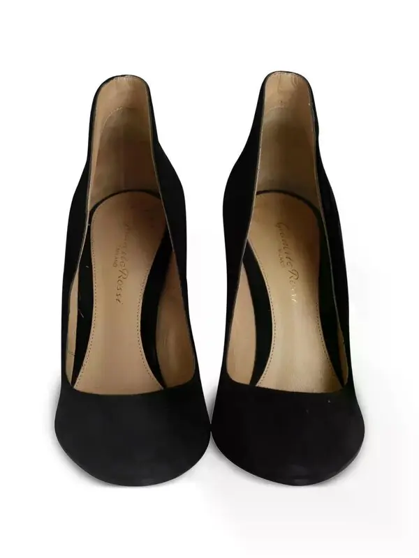 GIANVITO ROSSI Suede Flared Heel Pumps - Black