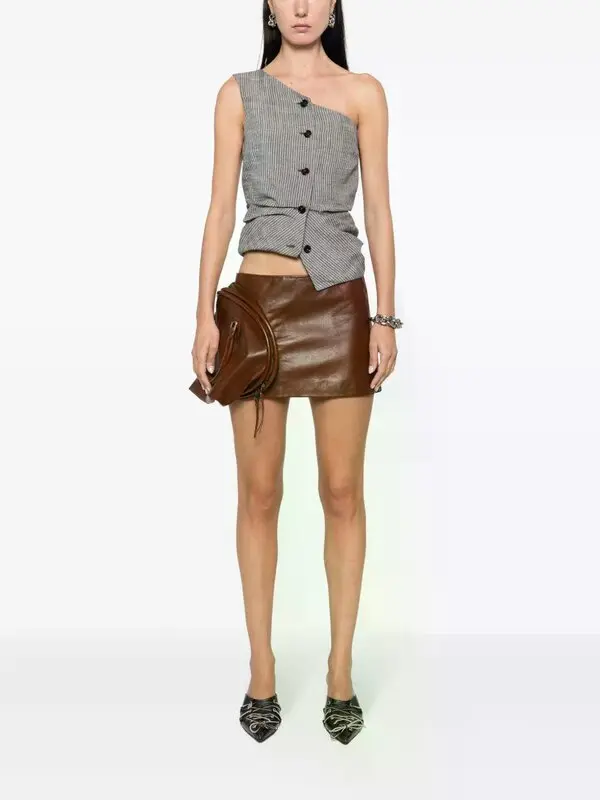 Acne Studios Attached-bag Mini Leather Skirt - Brown