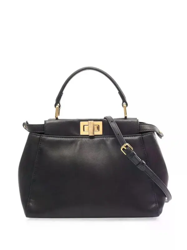 Fendi 2000s Mini Peekaboo Two-way Leather Handbag - Black