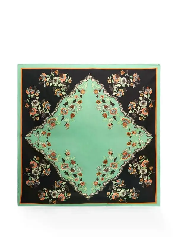 Roberto Cavalli Floral-print Square Scarf - Black