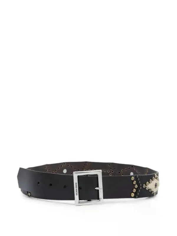 GOLDEN GOOSE Studded Pony-hair Belt - Black